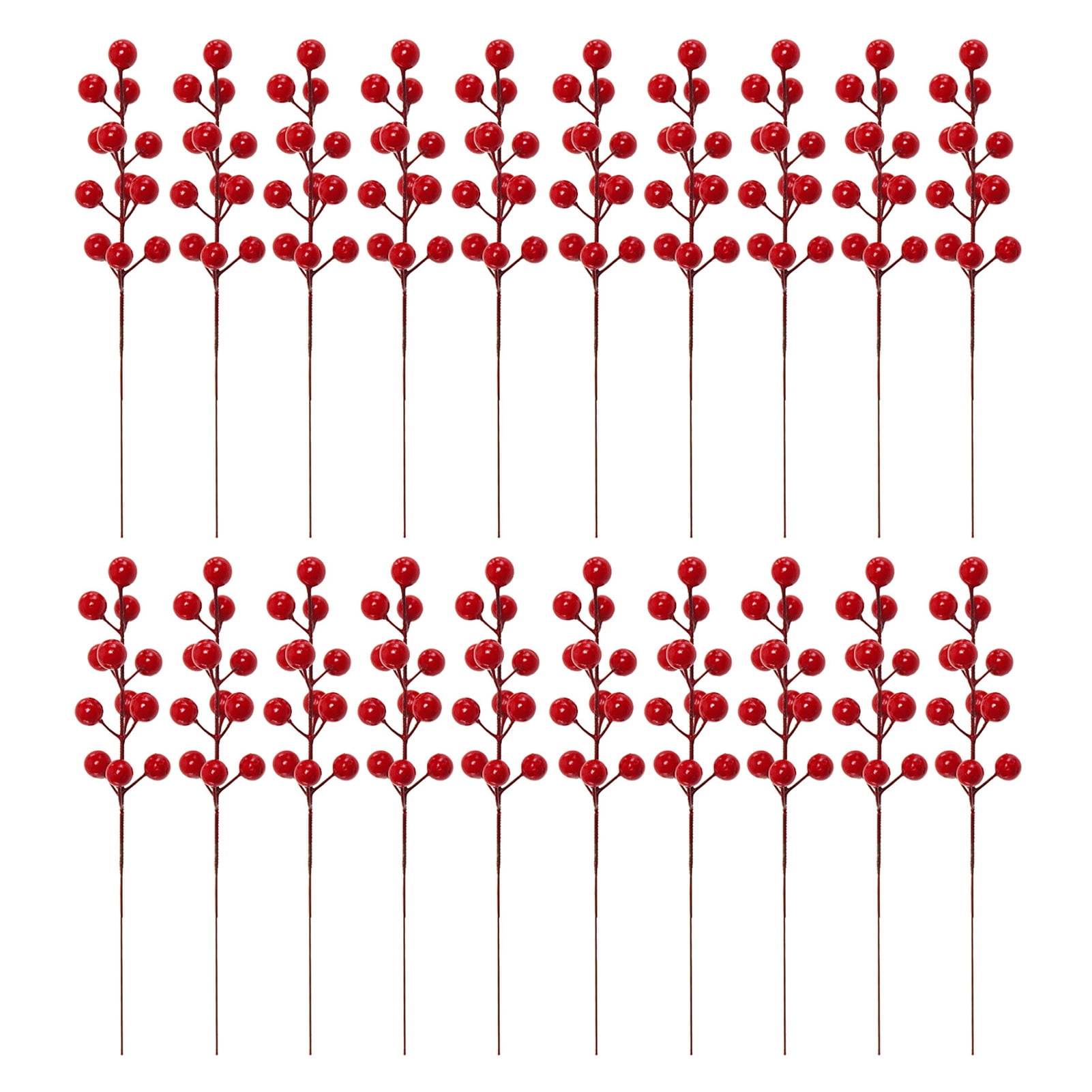 AQFZ Artificial Red Berry Stems Christmas Simulated Holly Berries Picks ...