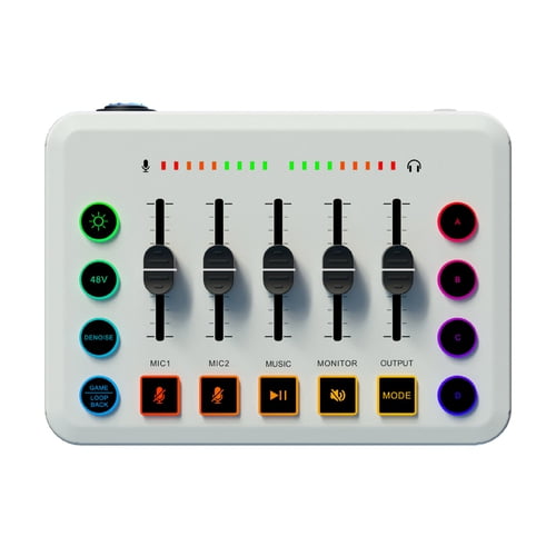 AQFZ Gaming Audio Mixer External Sound Card Independent Channel Control ...