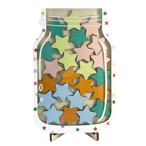 AQFZ Wooden Reward Jar with 25 Colorful Stars Stand Kids Students ...