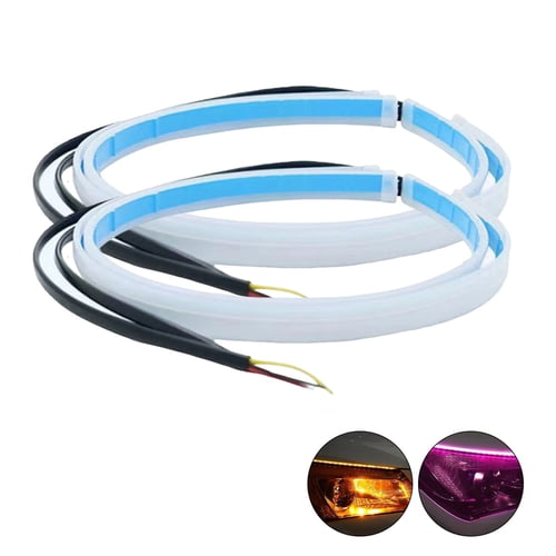 AQGT 2Pcs Car LED Headlight Strips Super Bright Flexible Waterproof ...