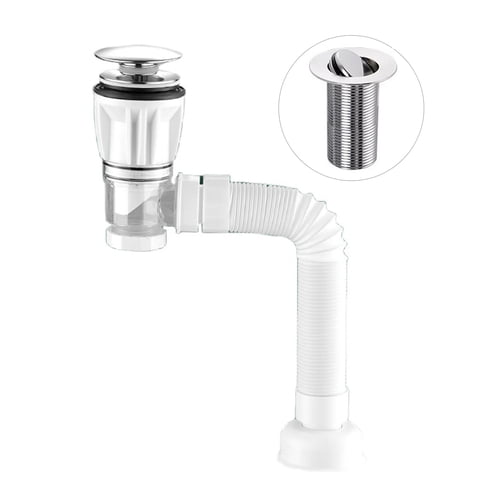AQGT Bathroom Sink Drain Kit with Flexible Expandable P-Trap Leak-Proof ...