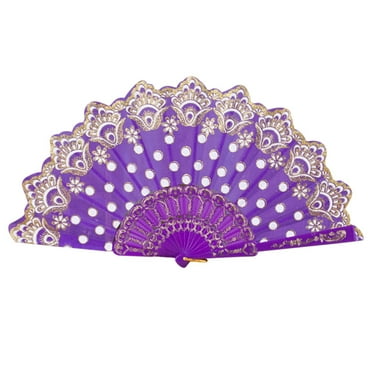 Bottone Faux Silk Belly Dance Fan Veils Flexible Dance Fan Long Fan ...