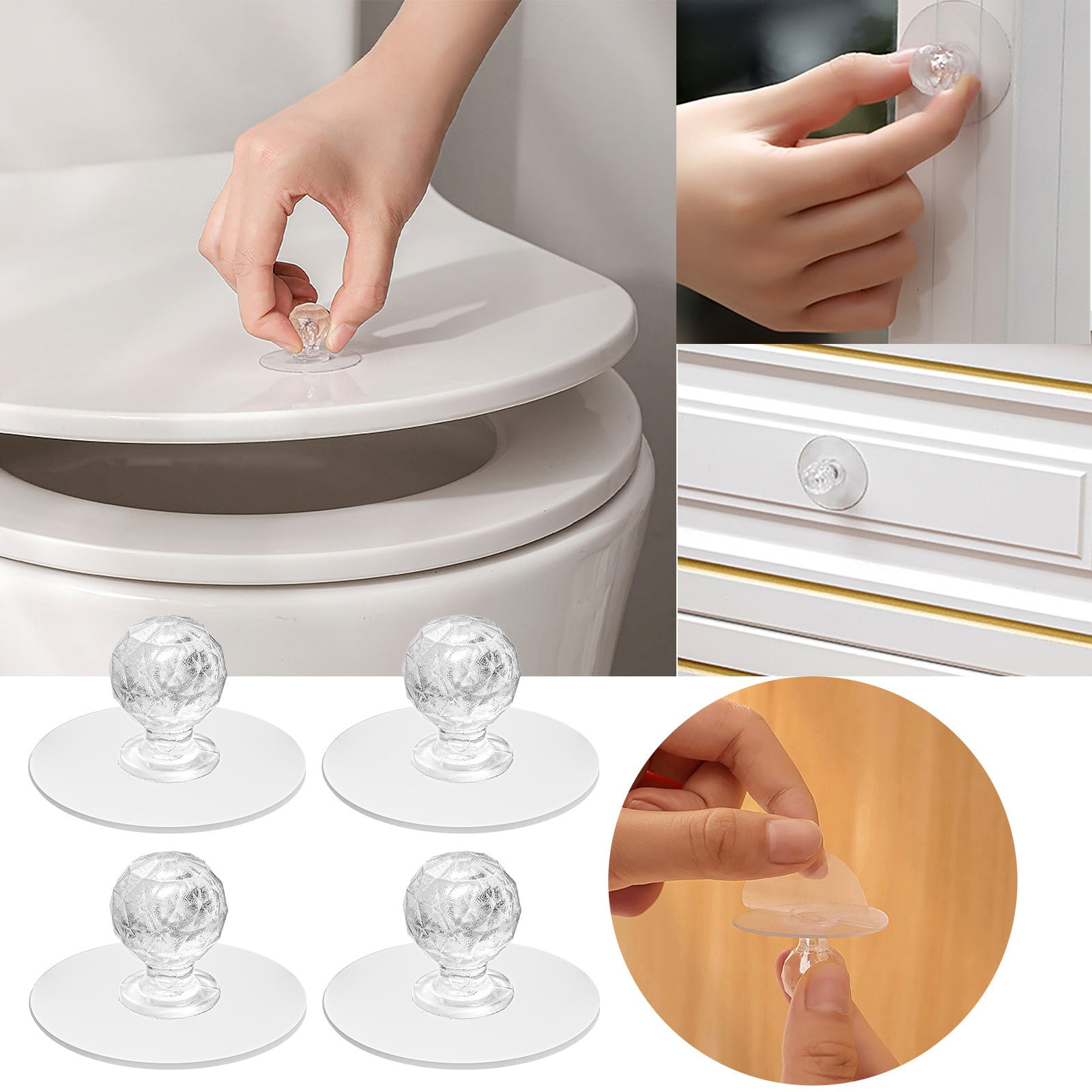 AQITTI Clear Cabinet Drawer Knobs Diamond Crystal Shaped Pulls Handles ...
