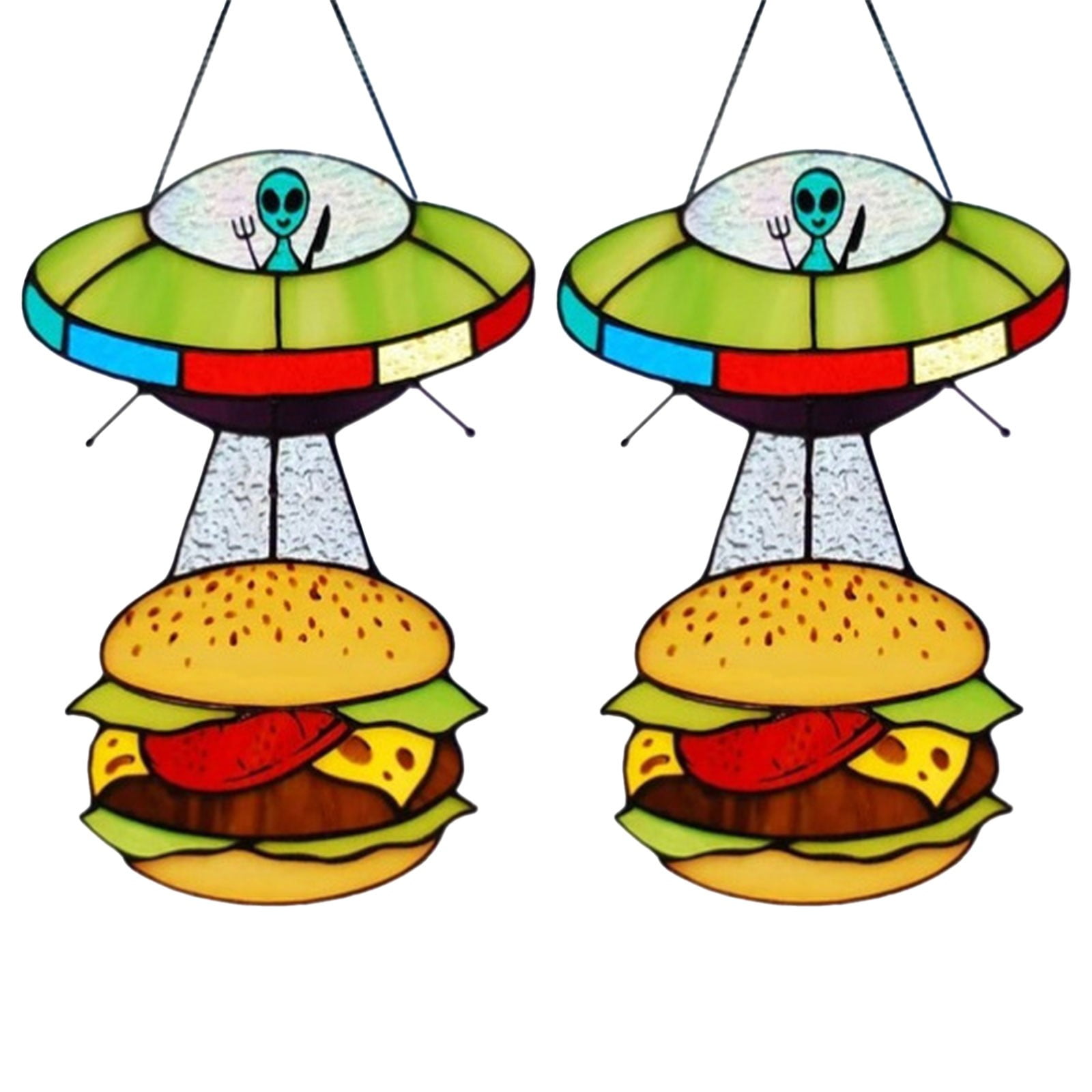 AQITTI Creative Ufo Alien Cow Hamburger Hanging Decoration Home Garden ...
