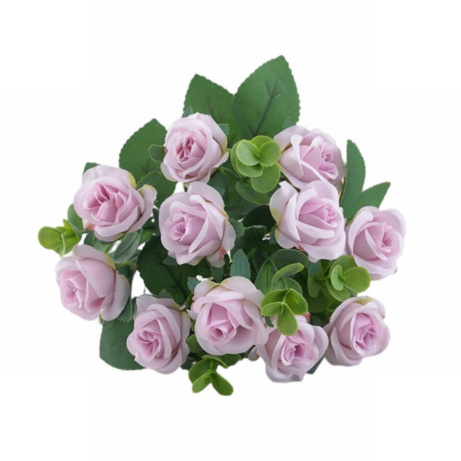 AQITTI Home Bouquet Artificial Rose 5 Branches 11 Heads Realistic Green ...