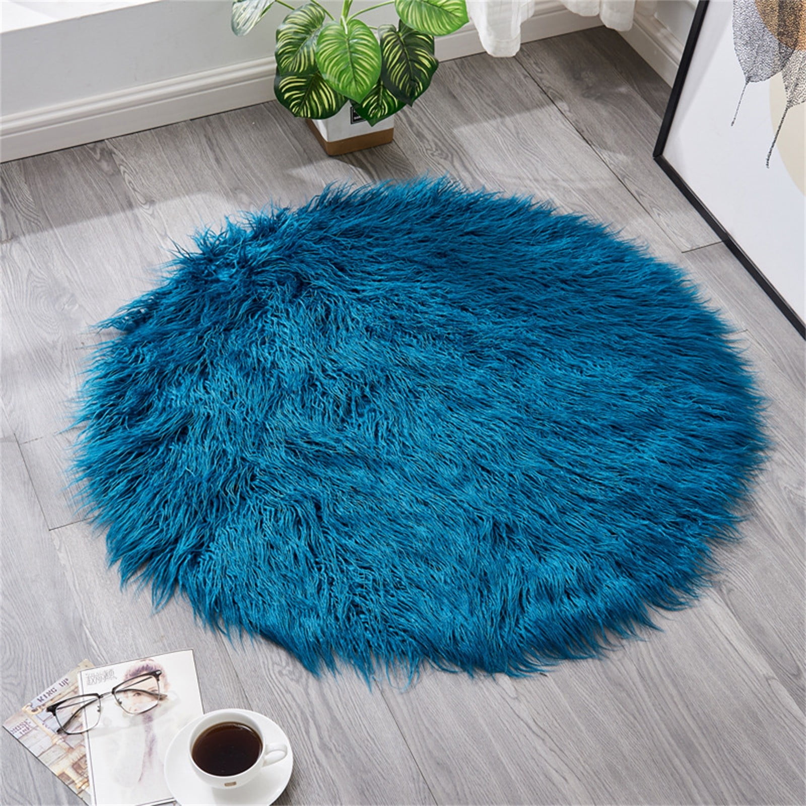 AQITTI Household Goods 4 Colors Round Shape Shape Rugs Shaggy Rug ...