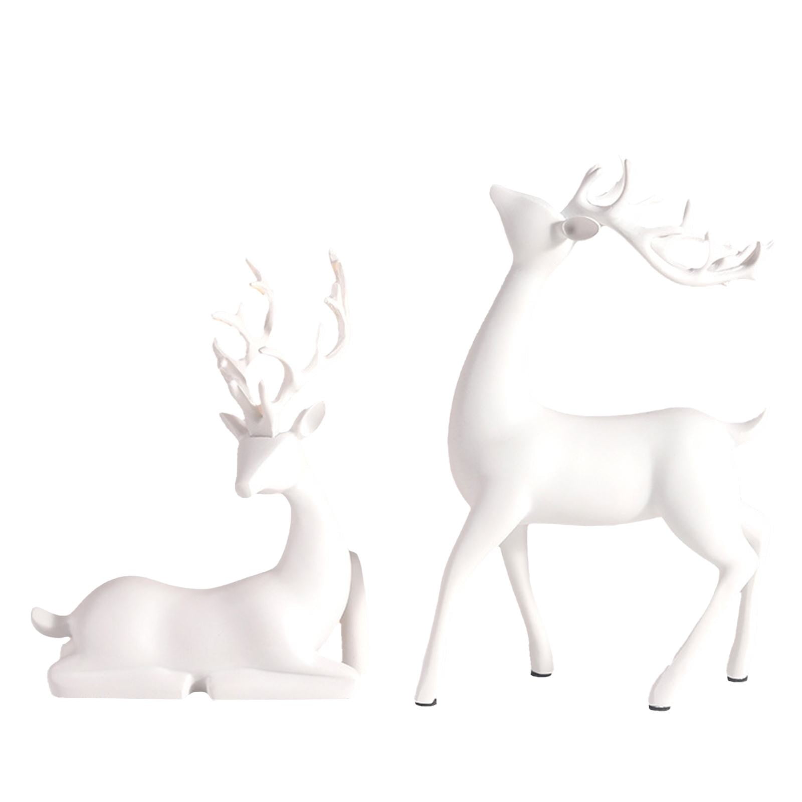 AQITTI Reindeer Christmas Decorations Deer Ornaments 2Pcs Resin Sitting ...