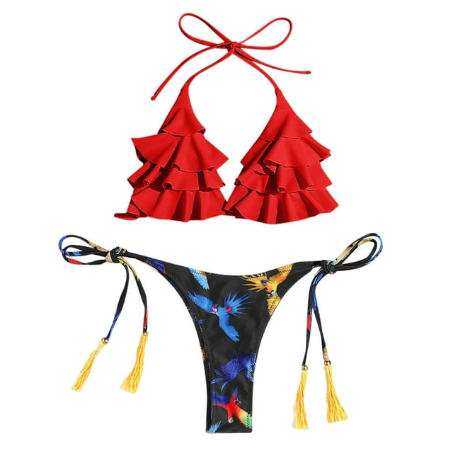 Aqitti Women Print Bikinis Swimsuit Push Up Bikini Set Two Pieces Beach