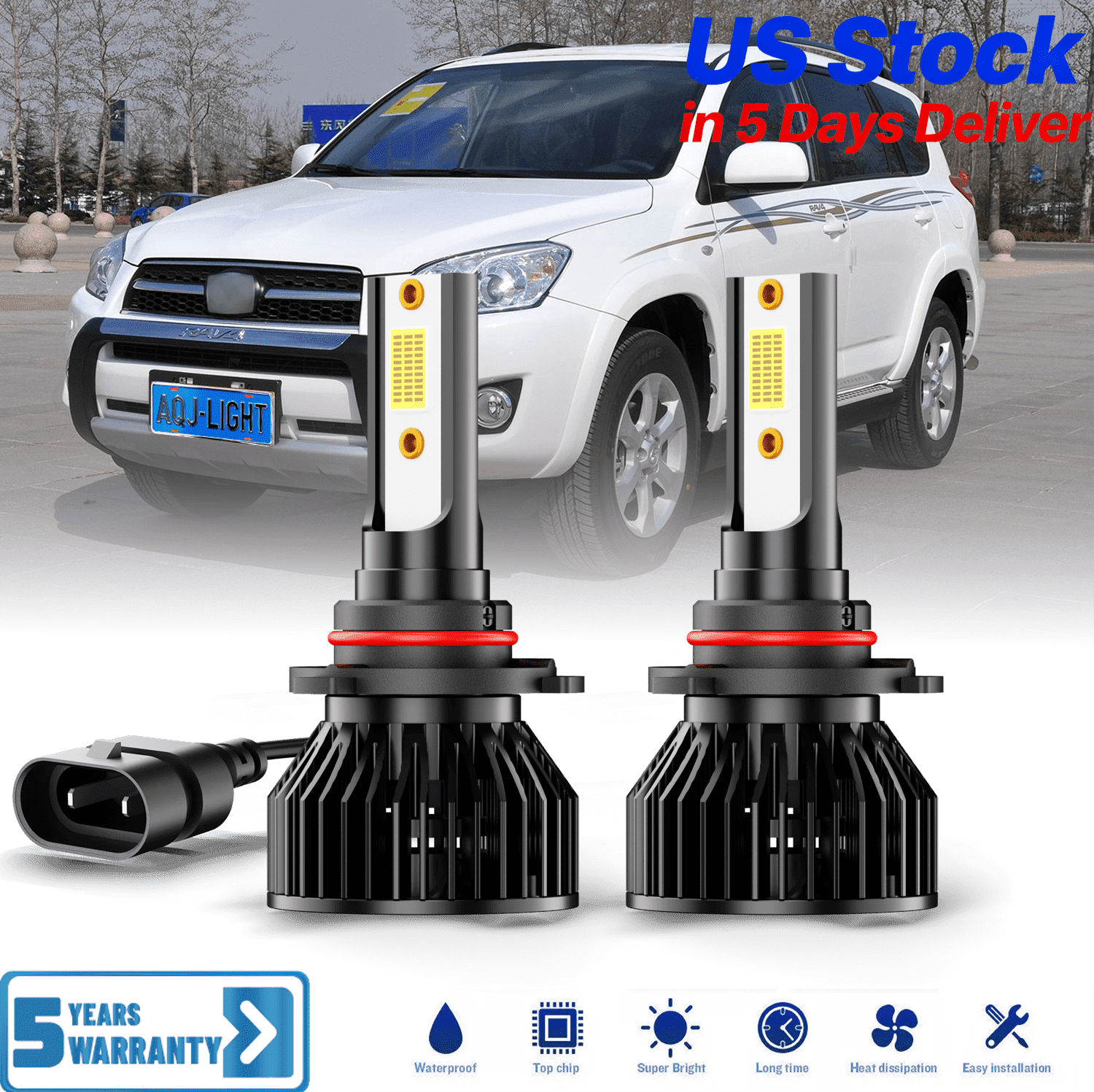 AQJ For Toyota RAV4 2016 2017 2018 LED Headlight Kit Combo, 9012 High ...