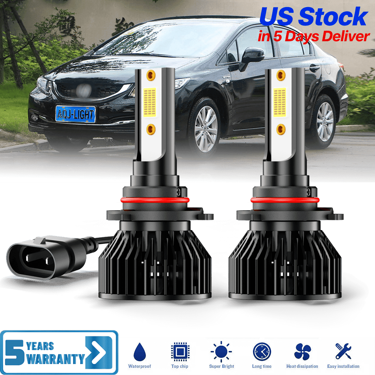 AQJ For Honda Civic 2004-2022 LED Headlight Bulbs, HB3/9005 High Beam ...