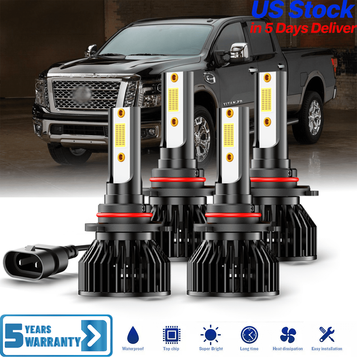 AQJ For Nissan Titan 2004-2015 LED Headlight Bulbs Kit, 9005 High Beam ...