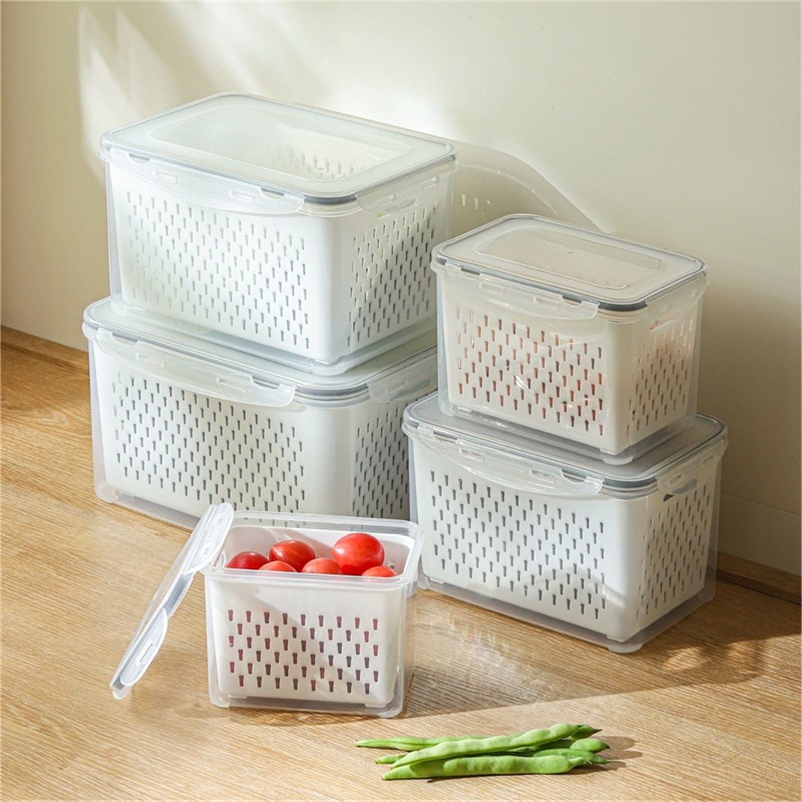 AQJW 1.15L/2L/3L/4.5L/6.2L Fridge Storage Box Large Capacity Solid ...
