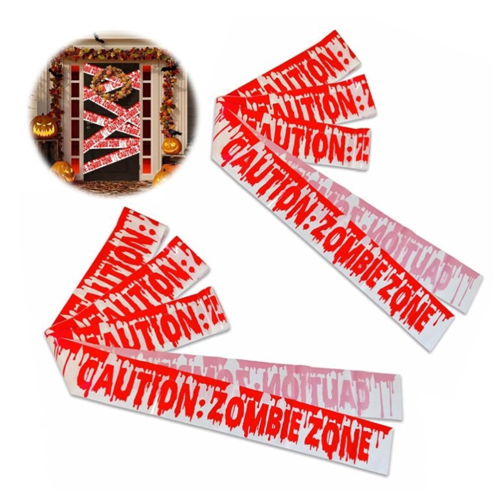 AQJW 1/2Pcs Halloween Warning Tape Scary Spooky Atmosphere Decoration ...