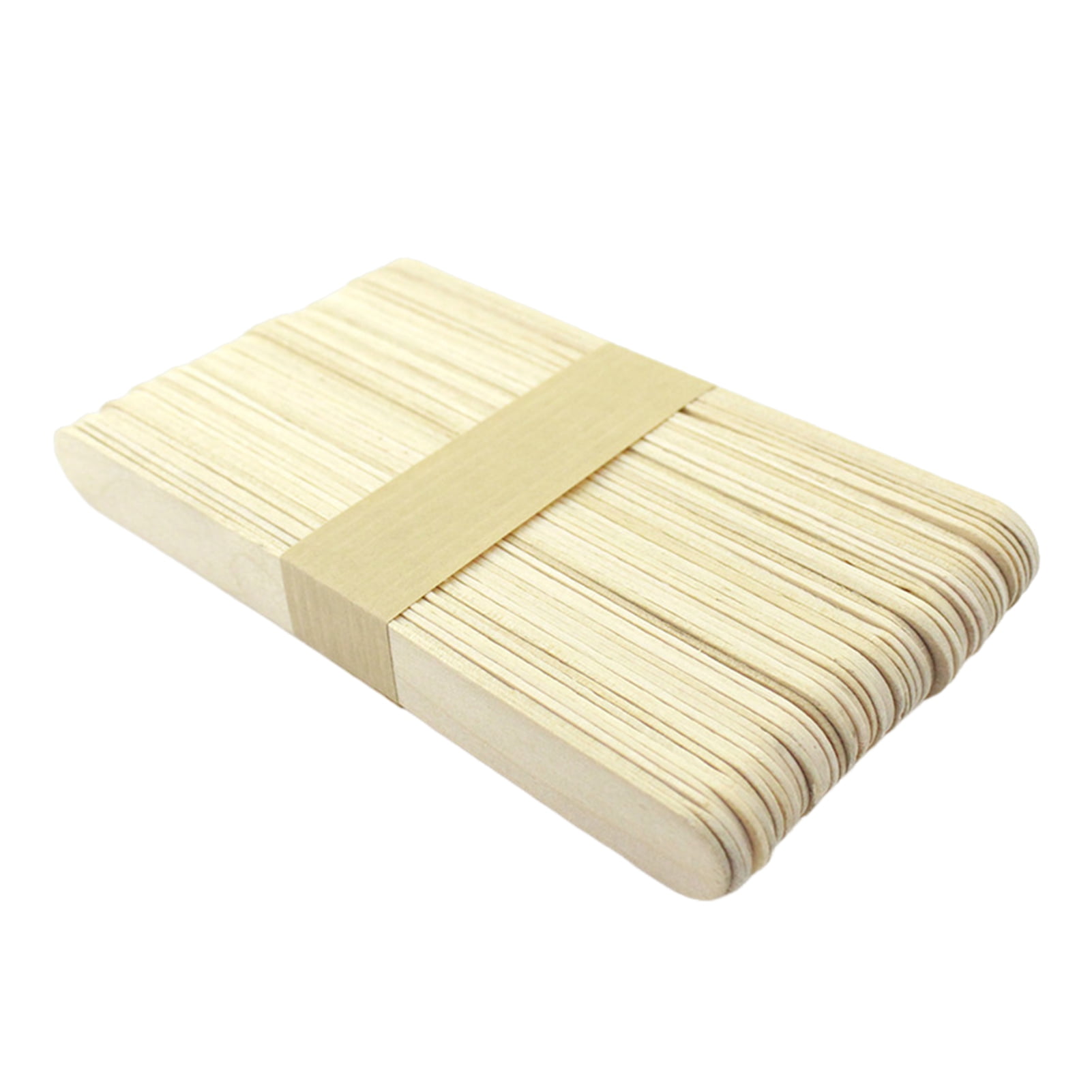 AQJW 100Pcs Ice Cream Sticks Popsicle Sticks Round Edge Design Wooden ...