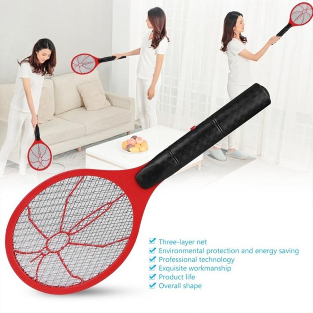 AQJW 3-layer mesh electric Hand-held Safety Fly Killer Swatter, battery ...