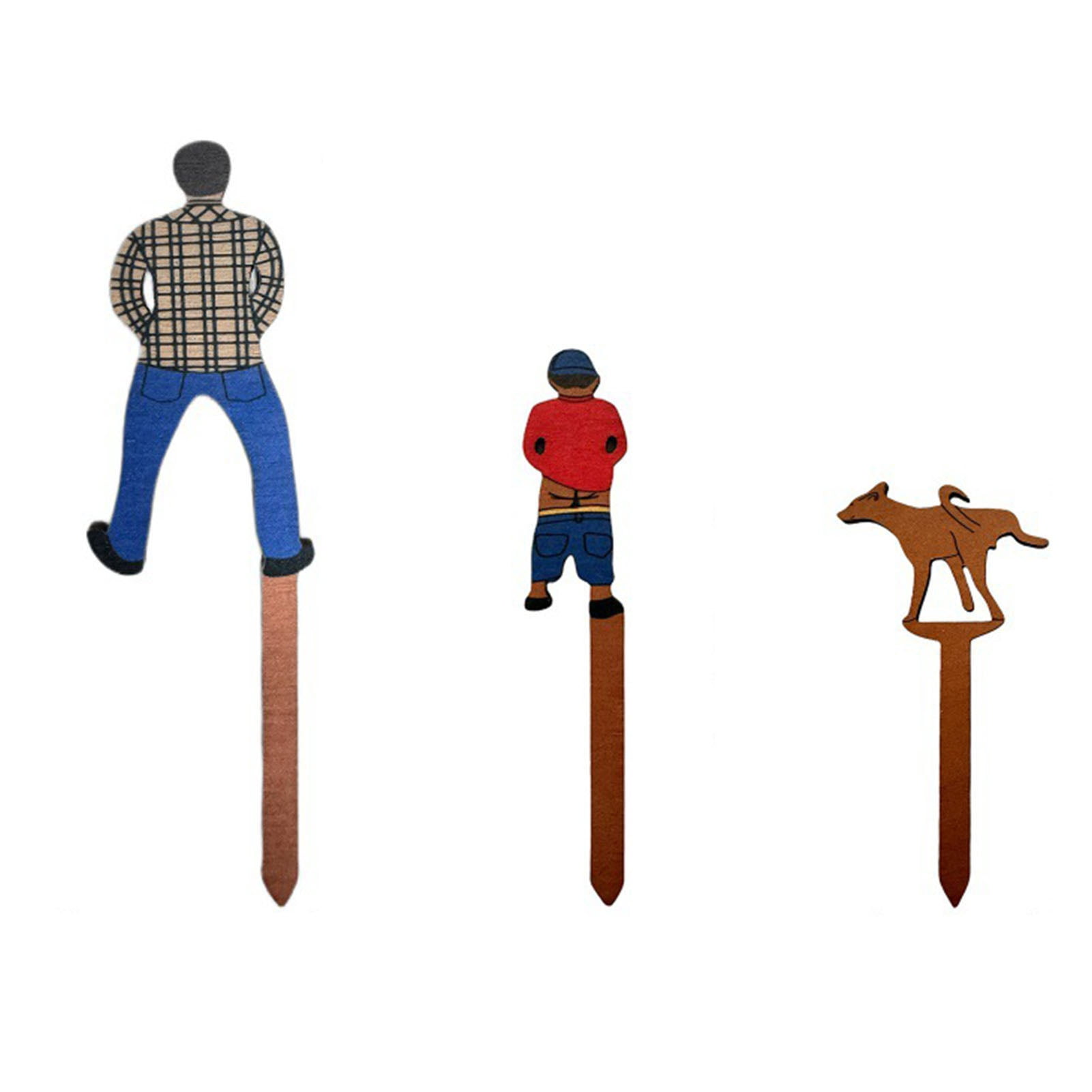 AQJW 3Pcs Peeing Man Flowerpot Stake Weather-proof Heavy Duty Wooden ...