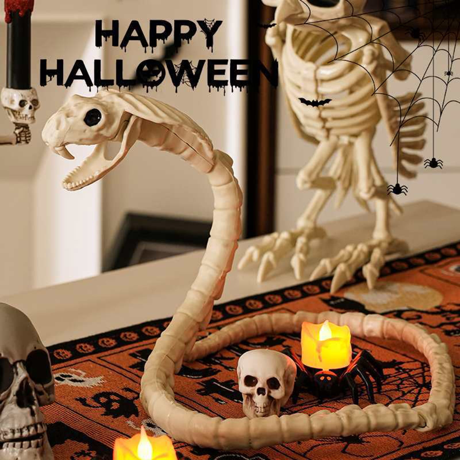 AQJW 40 Inch Skeleton Snake Ornament Plastic Skeleton Snake Bone Model ...