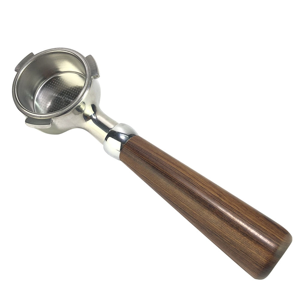 AQJW 51MM Wood Stainless Steel Bottomless Coffee Machine Filter Handle ...