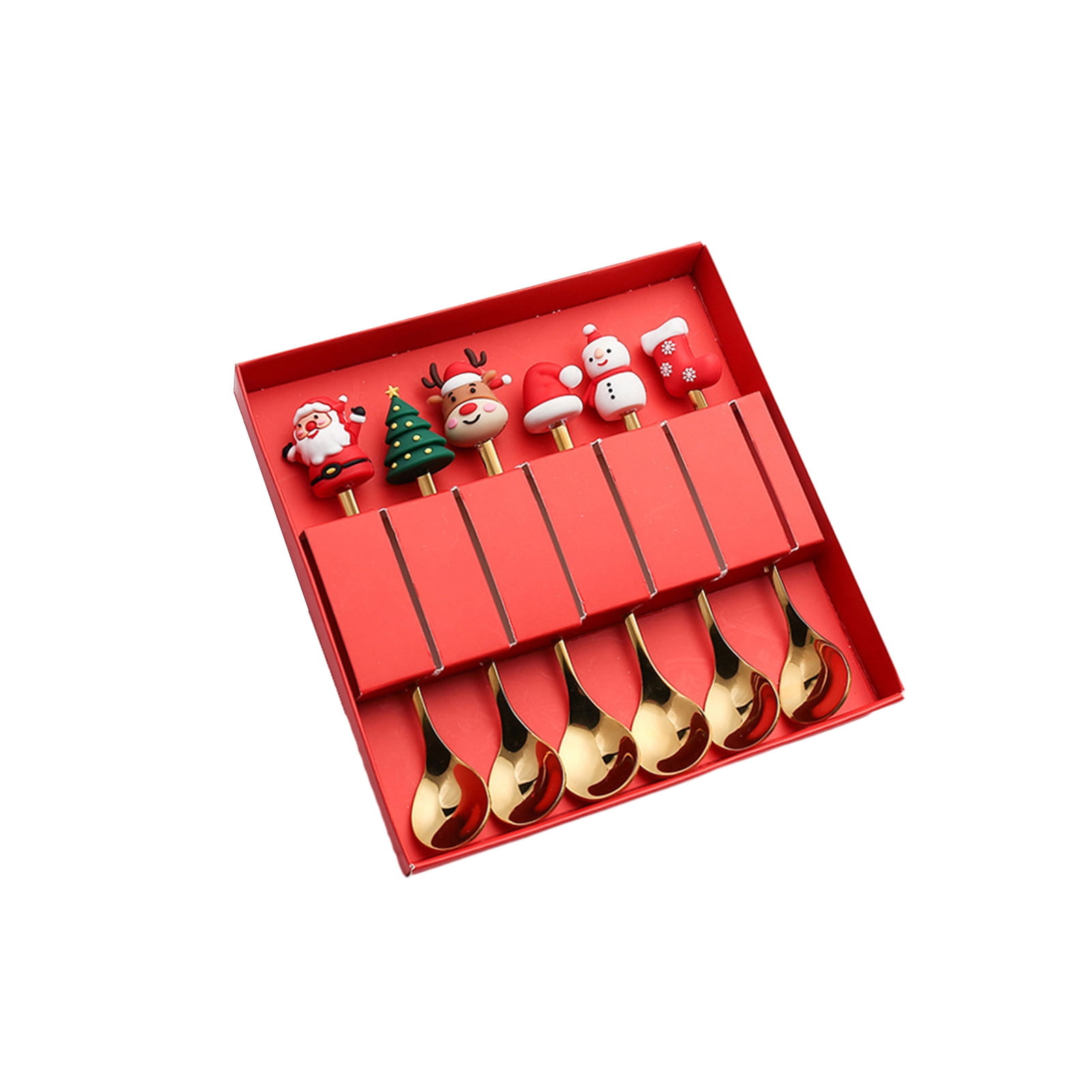 AQJW 6Pcs/Set Christmas Fork Spoon Kit with Gift Box Food Grade ...