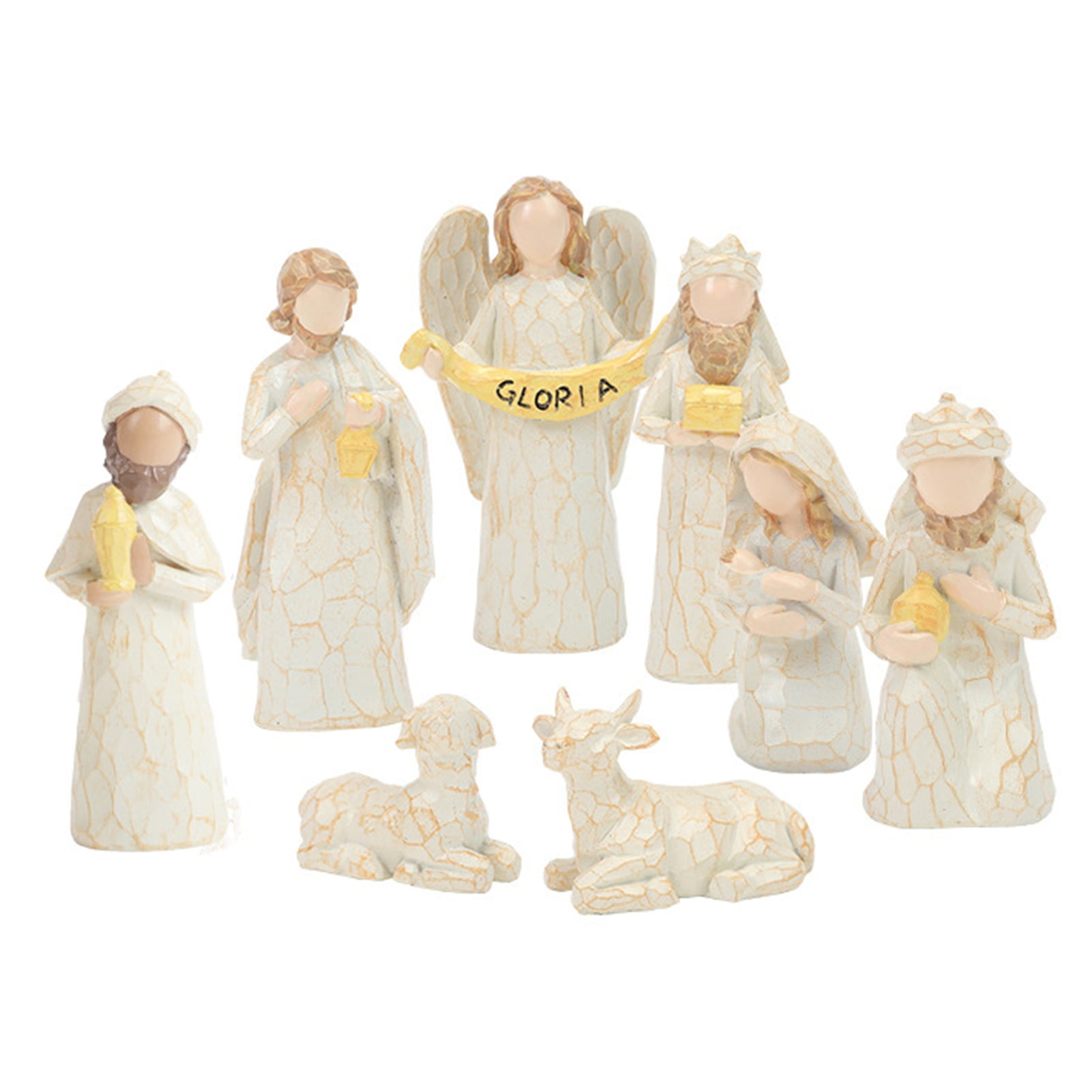 AQJW 8Pcs/Set Birth of Jesus Figurine Resin Nativity Advent Manger ...