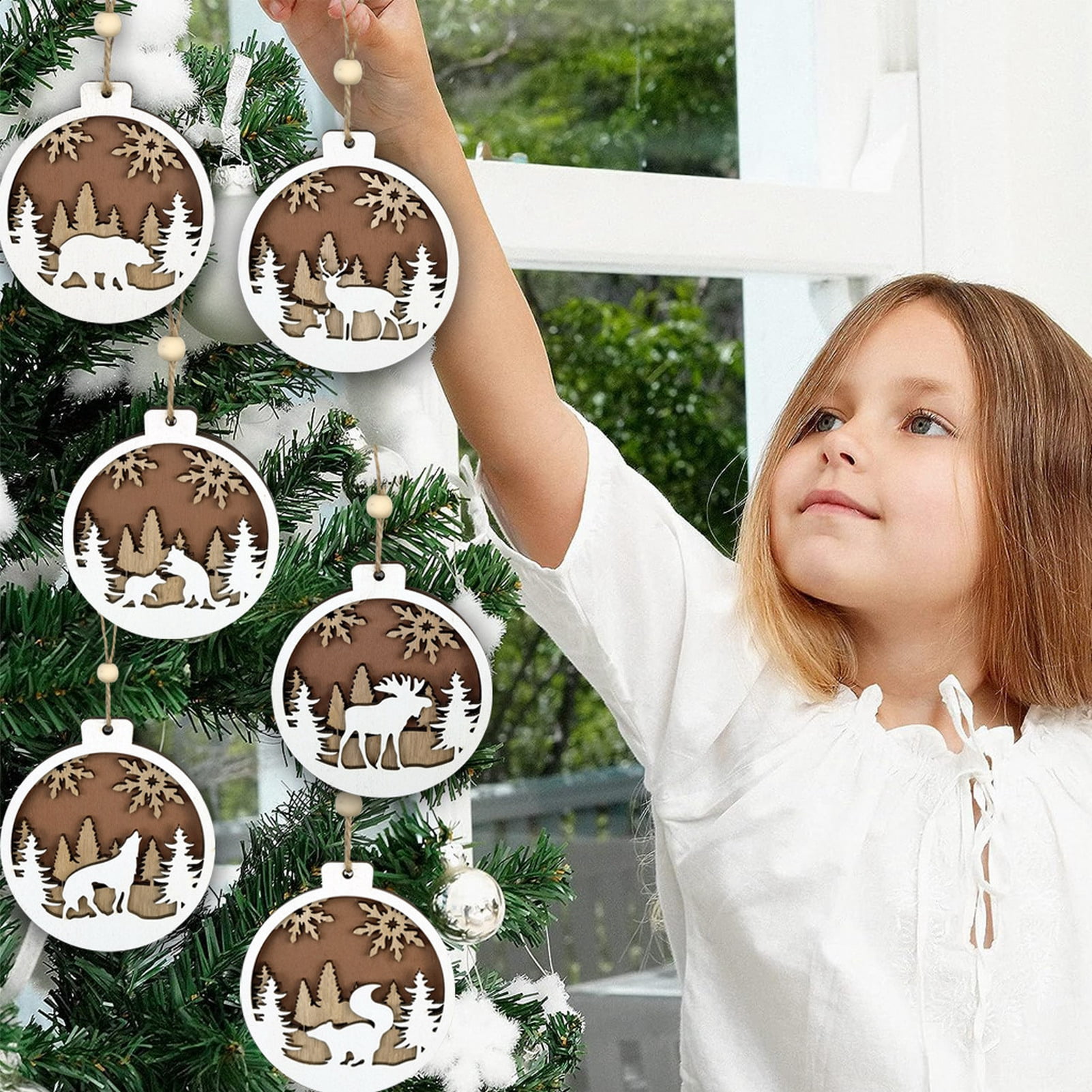 AQJW Christmas Tree Pendant DIY Xmas Gift Elk Snowflake Pendant Easy to ...