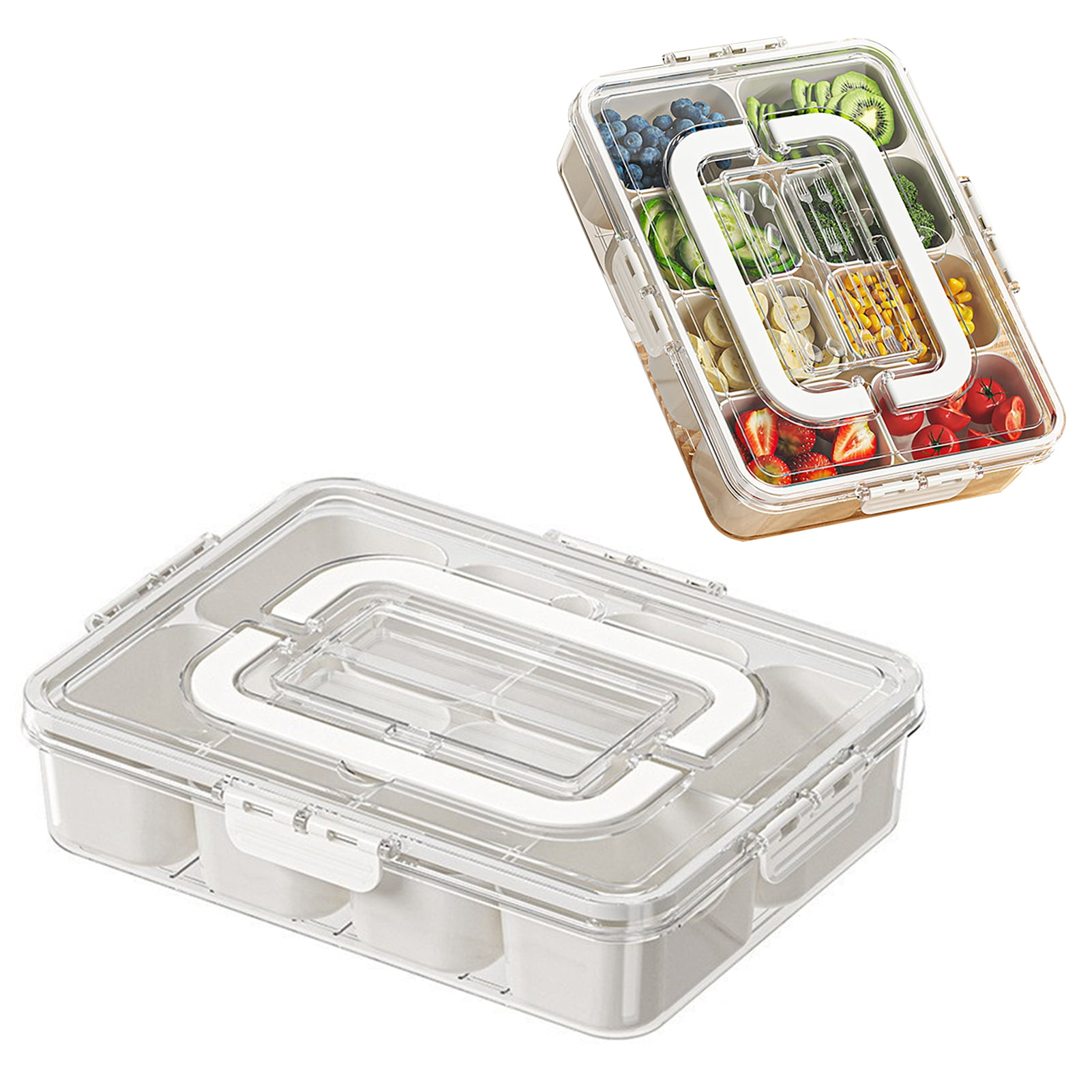 AQJW Crisper Box Snack Tray Fridge Storage Box with 8 Detachable ...