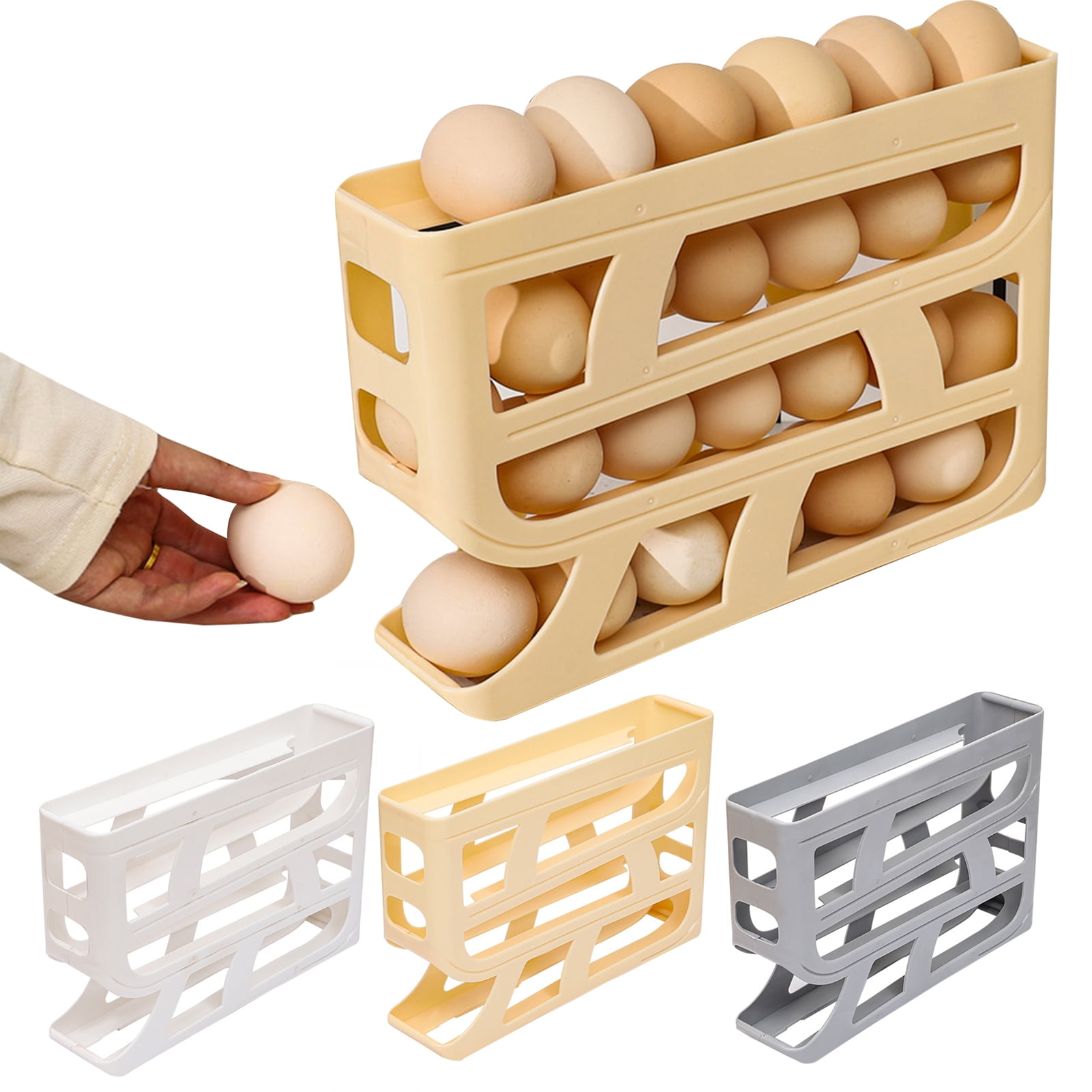 AQJW Fridge Side Door Slide Egg Stoarge Rack Four Tiers Automatic ...