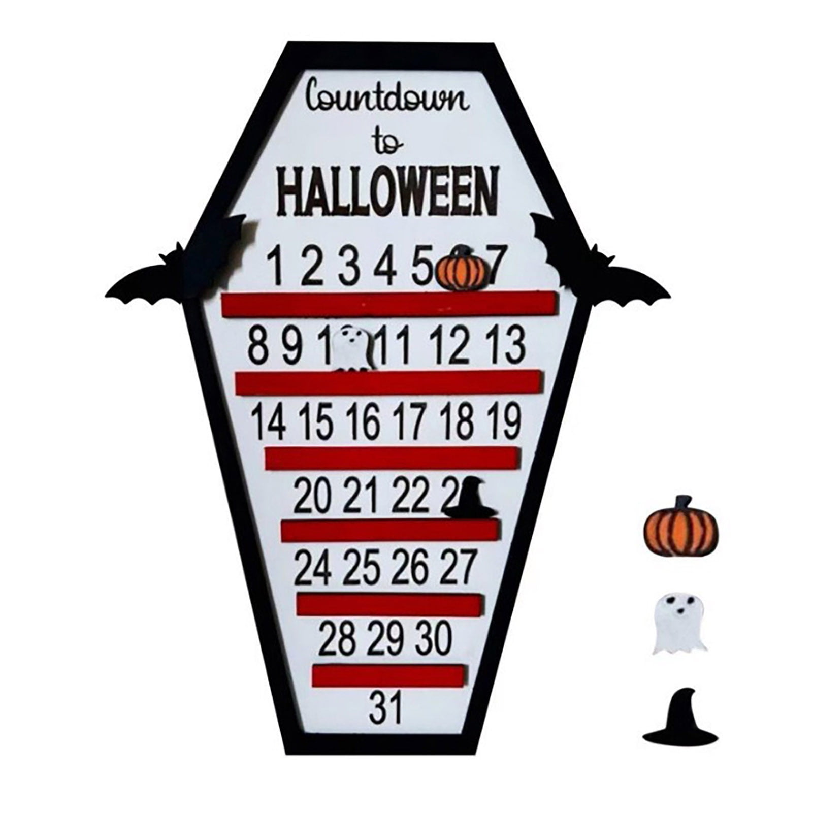 AQJW Halloween Countdown Calendar Wooden Ghost Pumpkin Countdown ...