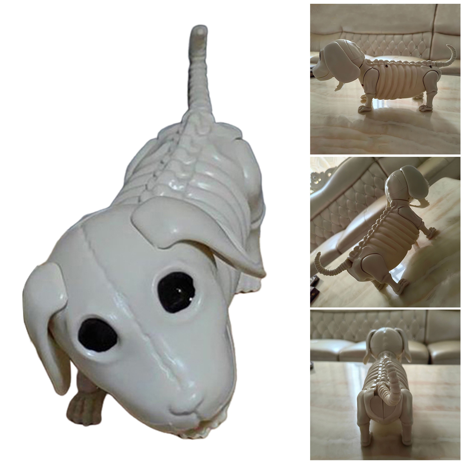 AQJW Halloween Dog Skeleton Decoration Realistic Posable Plastic Puppy ...