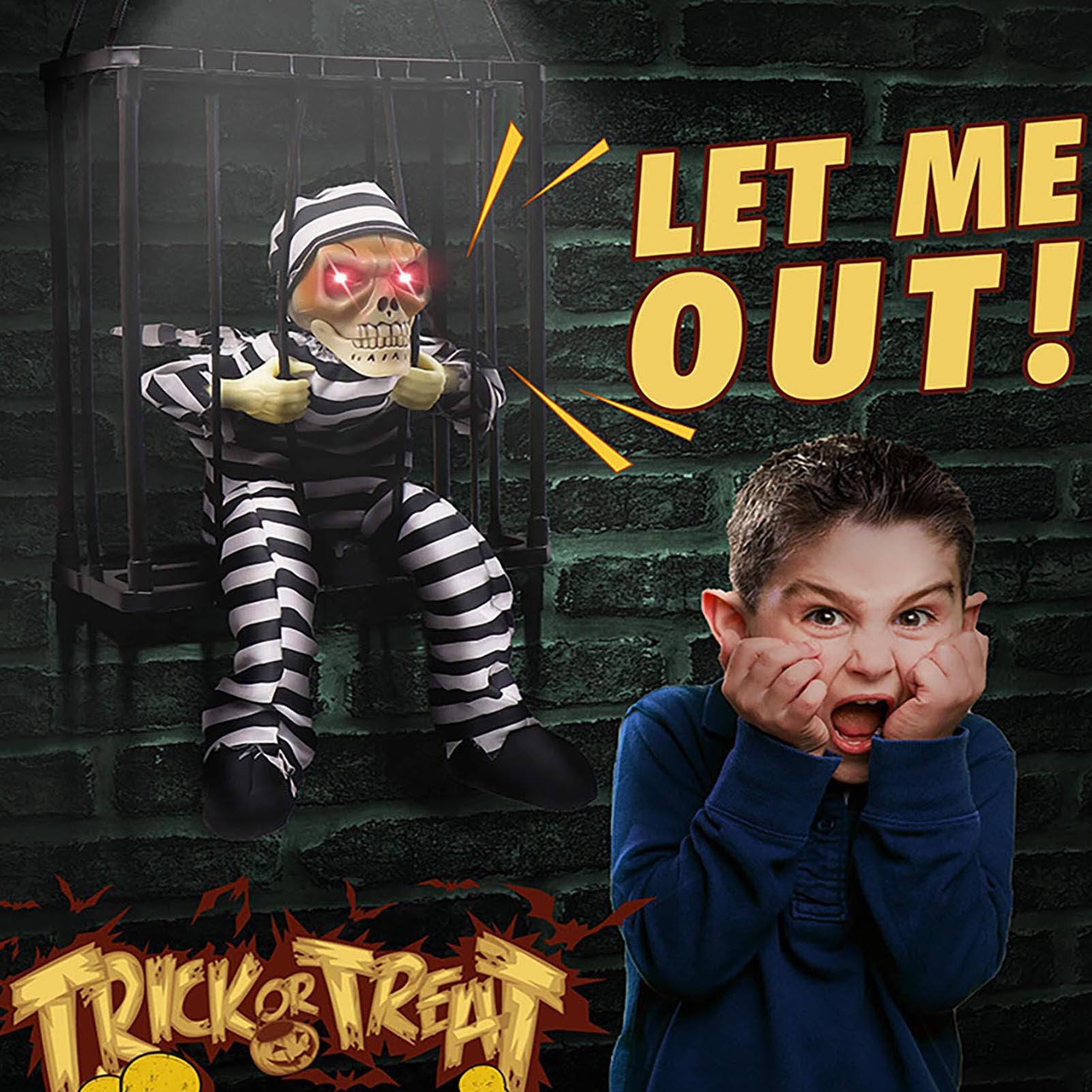 AQJW Halloween Ornament with Long Lanyard Glowing Red Eyes Voice ...