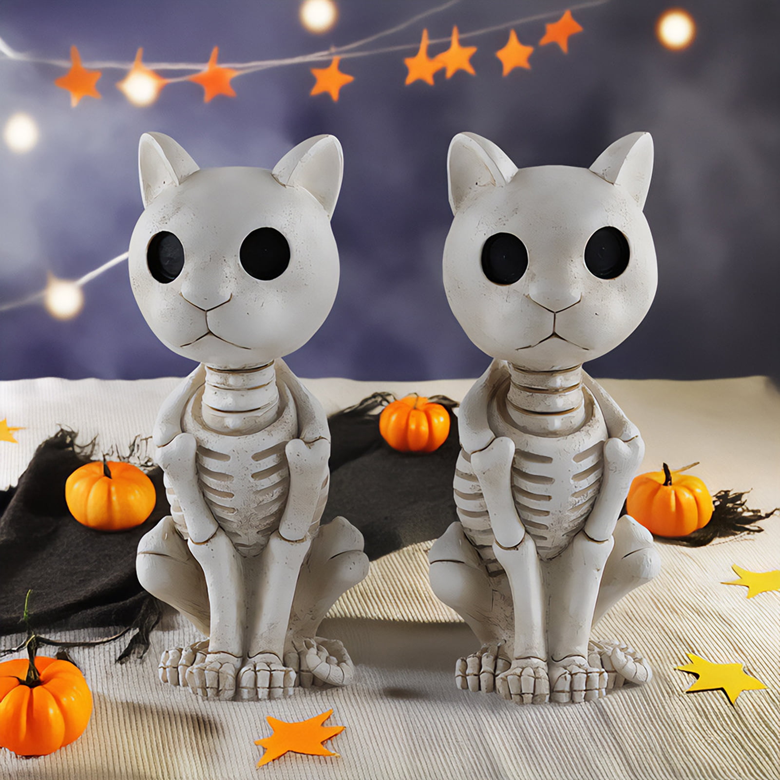 AQJW Halloween Skull Cat Ornament Realistic Skeleton Cat Model Spooky ...