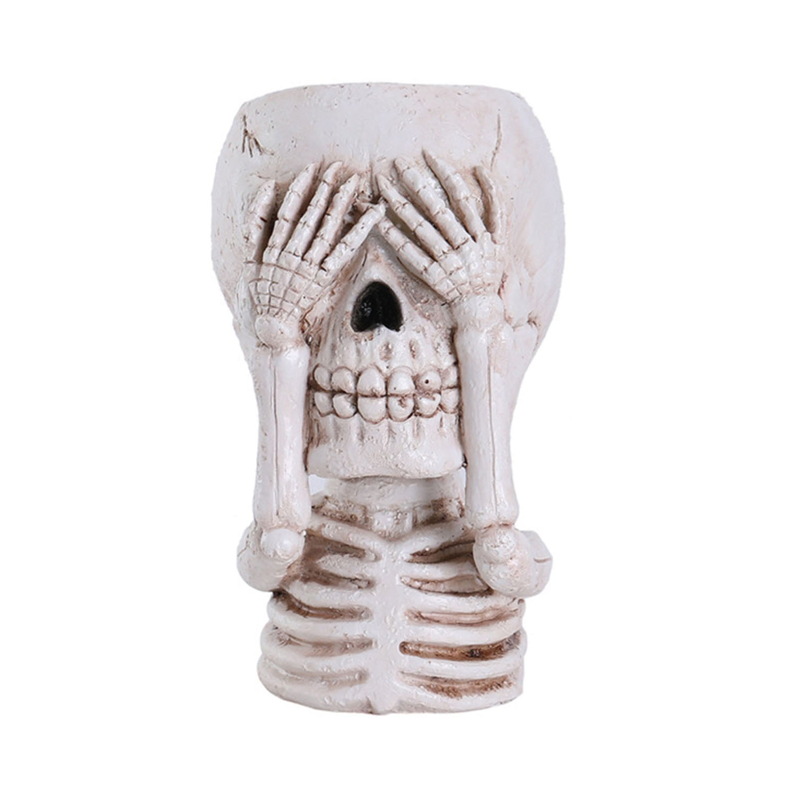 AQJW Halloween Skull Planter Pot Resin Skeleton Figurine Flowerpot ...