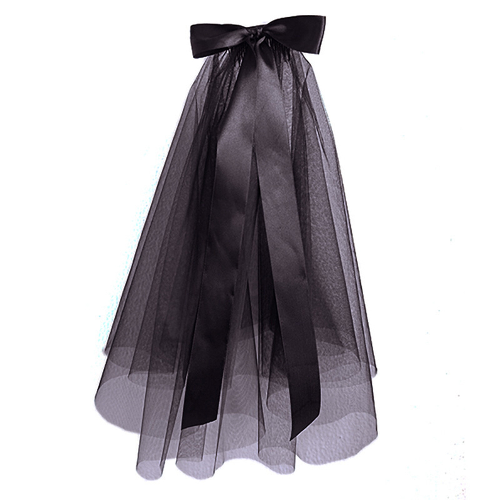 AQJW Halloween Veil Double-Layered Ribbon Bow Decoration Soft Mesh Veil ...
