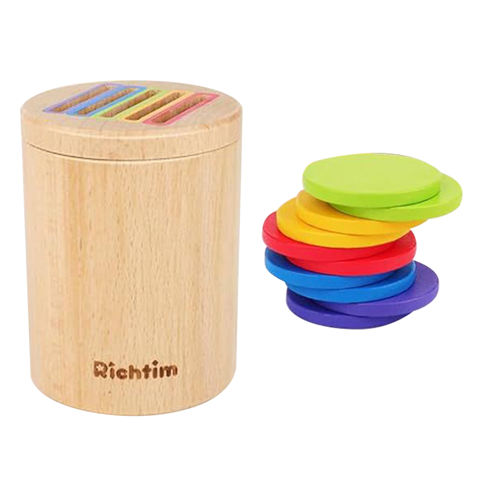AQJW Kids Wooden Coin Sorting Toy Color Matching Shape Learning Fine ...