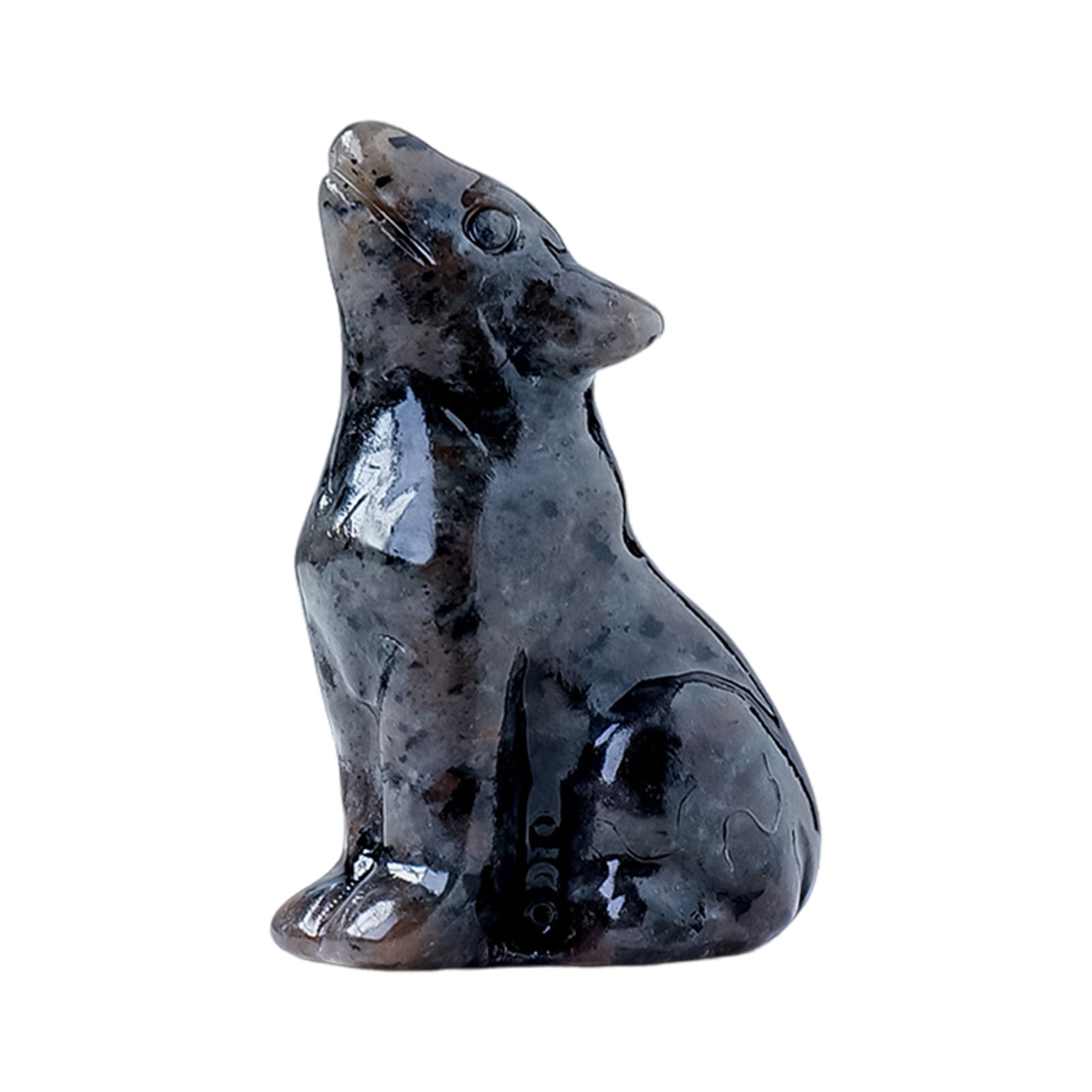 AQJW Natural Stone Sitting Wolf Figurine Positive Healing Energy Hand ...
