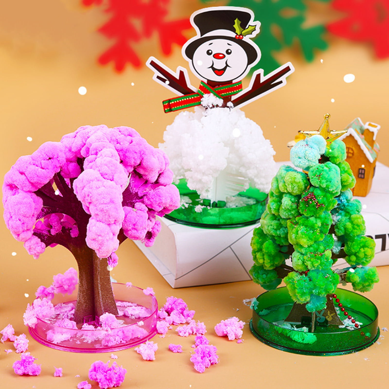 AQJW Paper Tree Ornamental Multi-color Leaves Novelty Tree Mini Growing ...