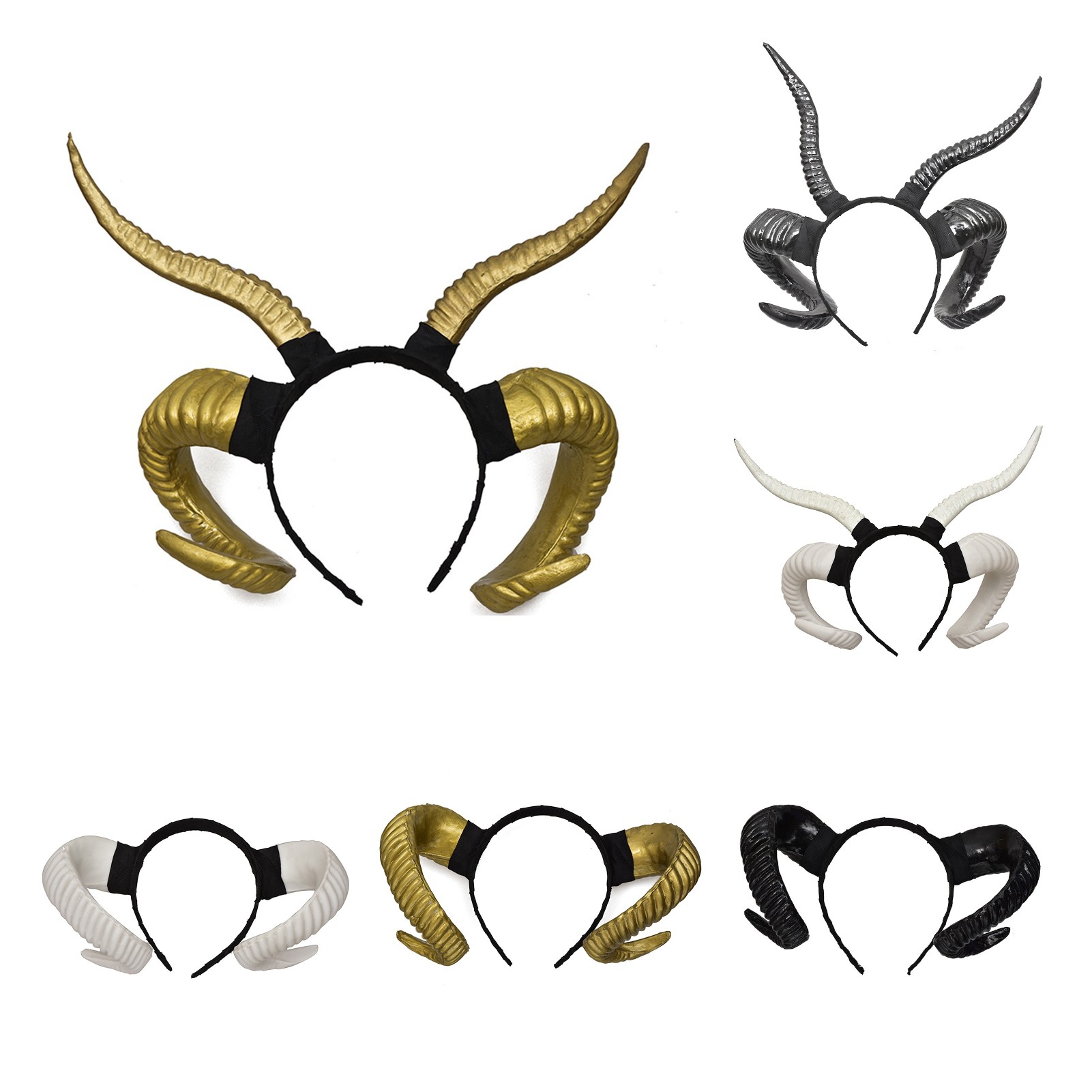 AQJW Sheep Horn Headband Novelty Vivid Plastic Forest Animal ...