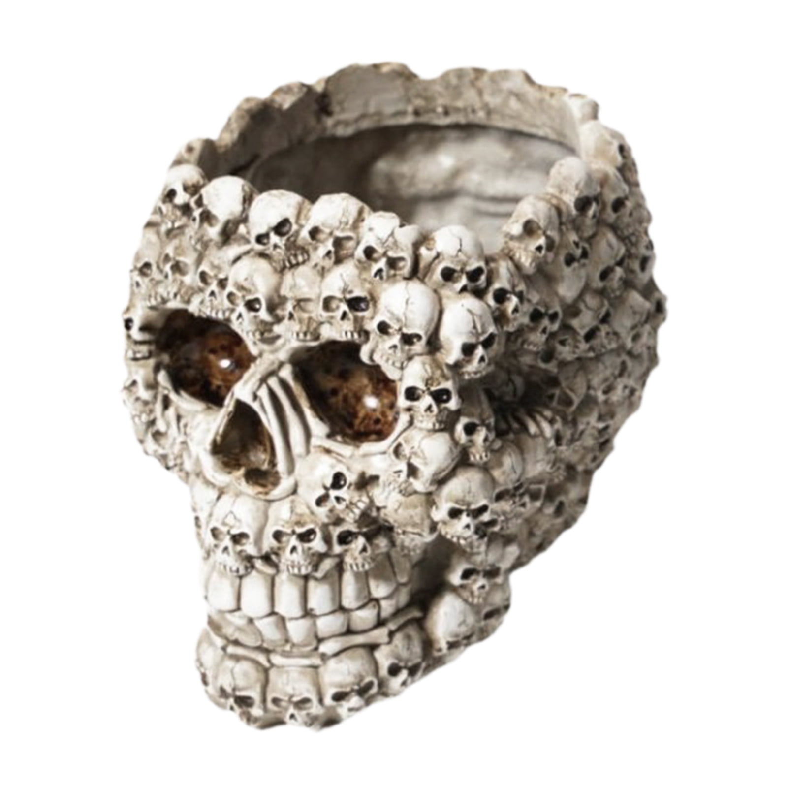 AQJW Skull Planter Pot Resin 3D Skull Head Figurine Flowerpot Indoor ...