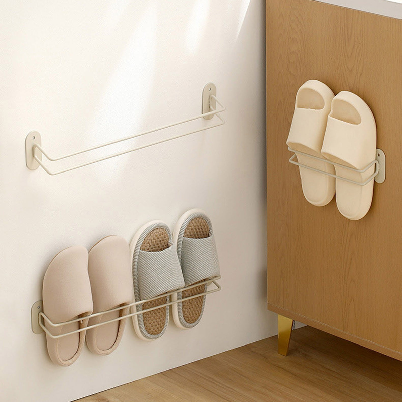 AQJW Slippers Rack Wall Mounted Shoe Storage Rack Space-Saving Shower ...