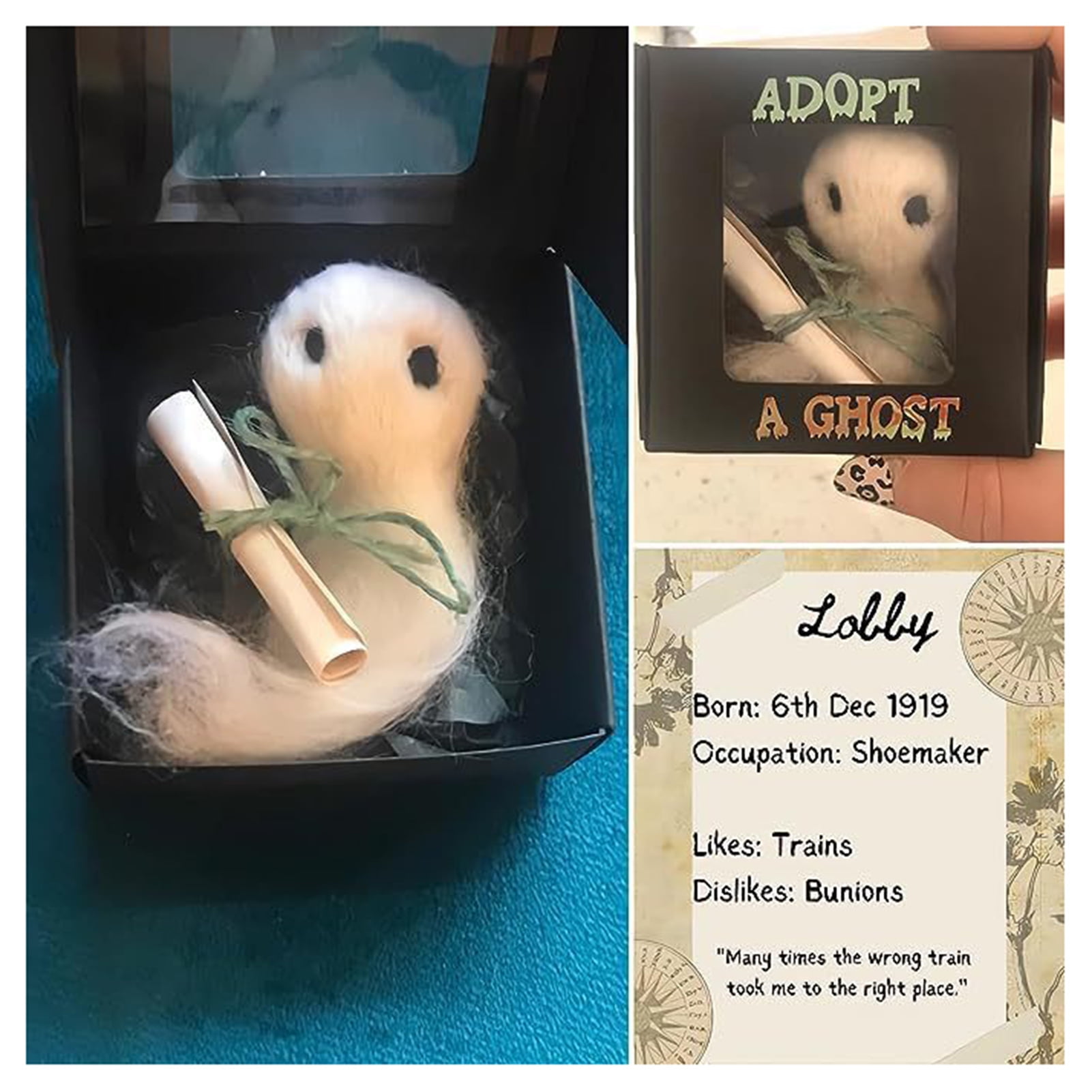 AQJW Spooky Card Box Gift Plush Felt Ghost Realistic Create Atmosphere ...