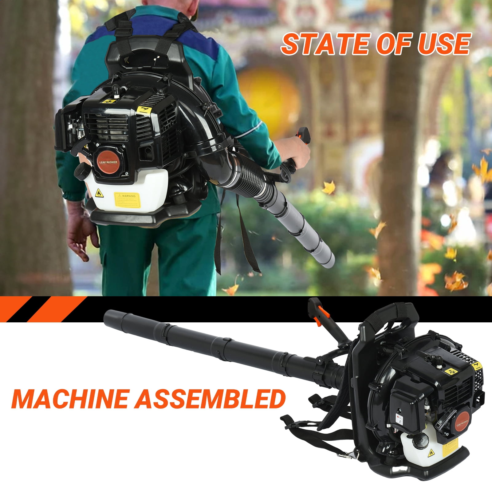 AQMD 52CC Gas Powered Backpack Leaf Blowers, 550CFM 2-Stroke 1.7HP Snow ...