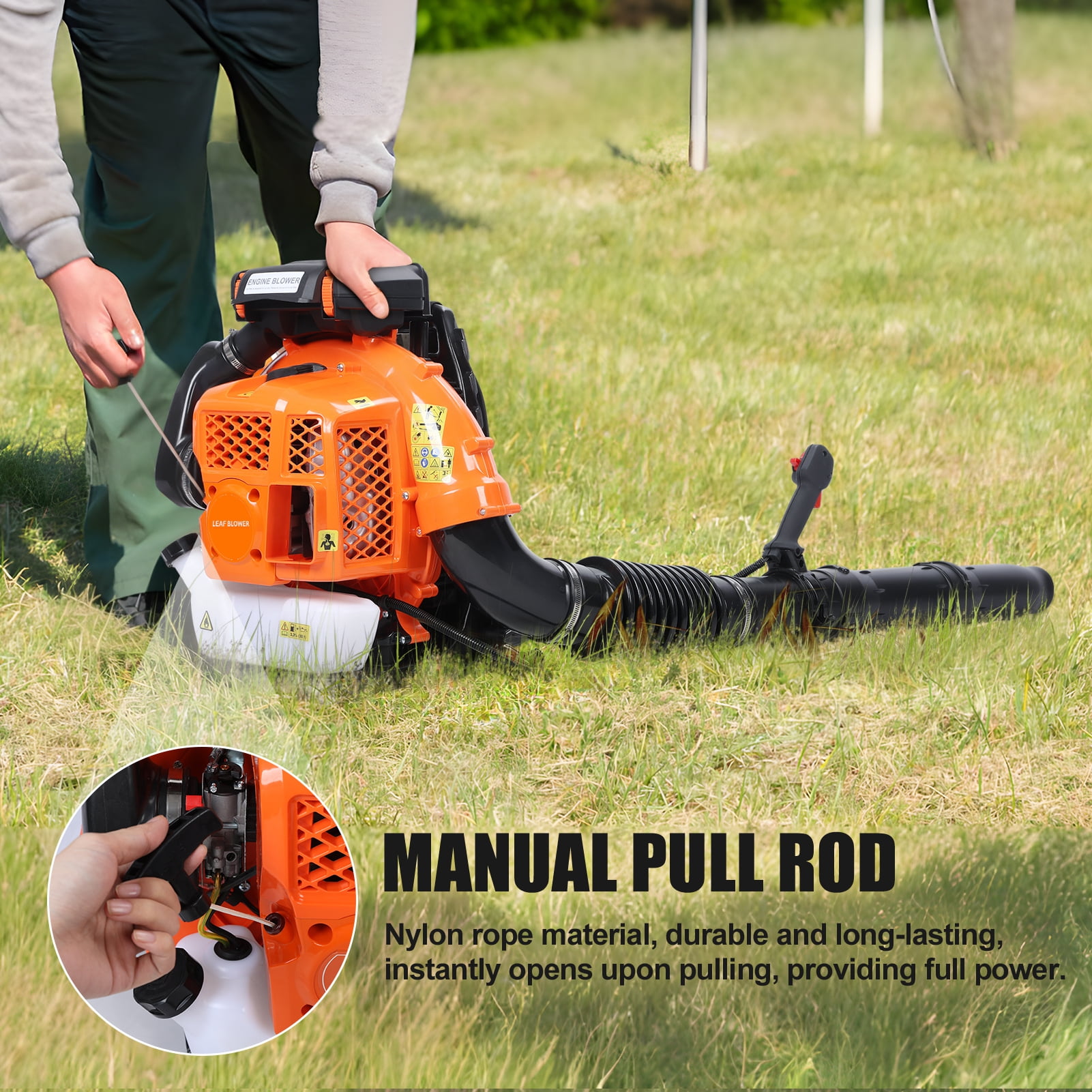 AQMD 80CC Gas Powered Leaf Blower, Backpack Gas Leaf Blower, Gas Blower ...