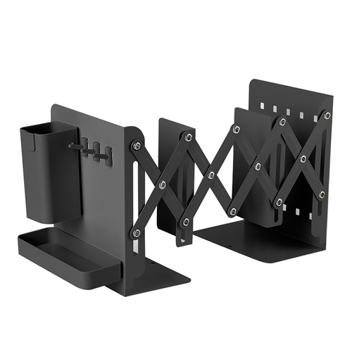 AQMD Adjustable Retractable Bookends with 3 Dividers Metal Book Ends ...