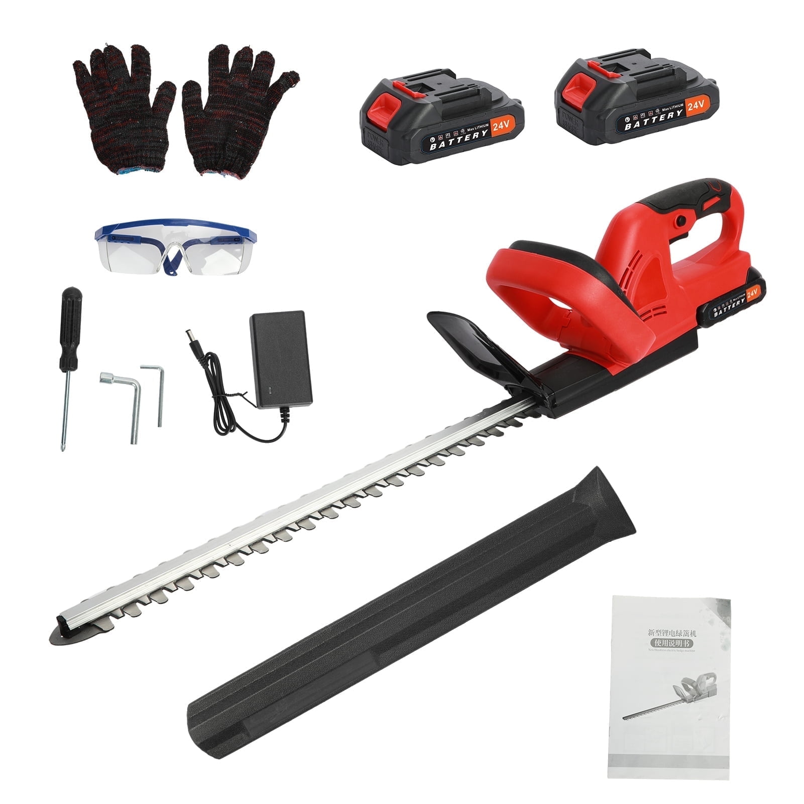 AQMD Cordless Hedge Trimmers, 2 in 1 Handheld Grass Shear & Shrubbery Trimmer, 21V Electric ...