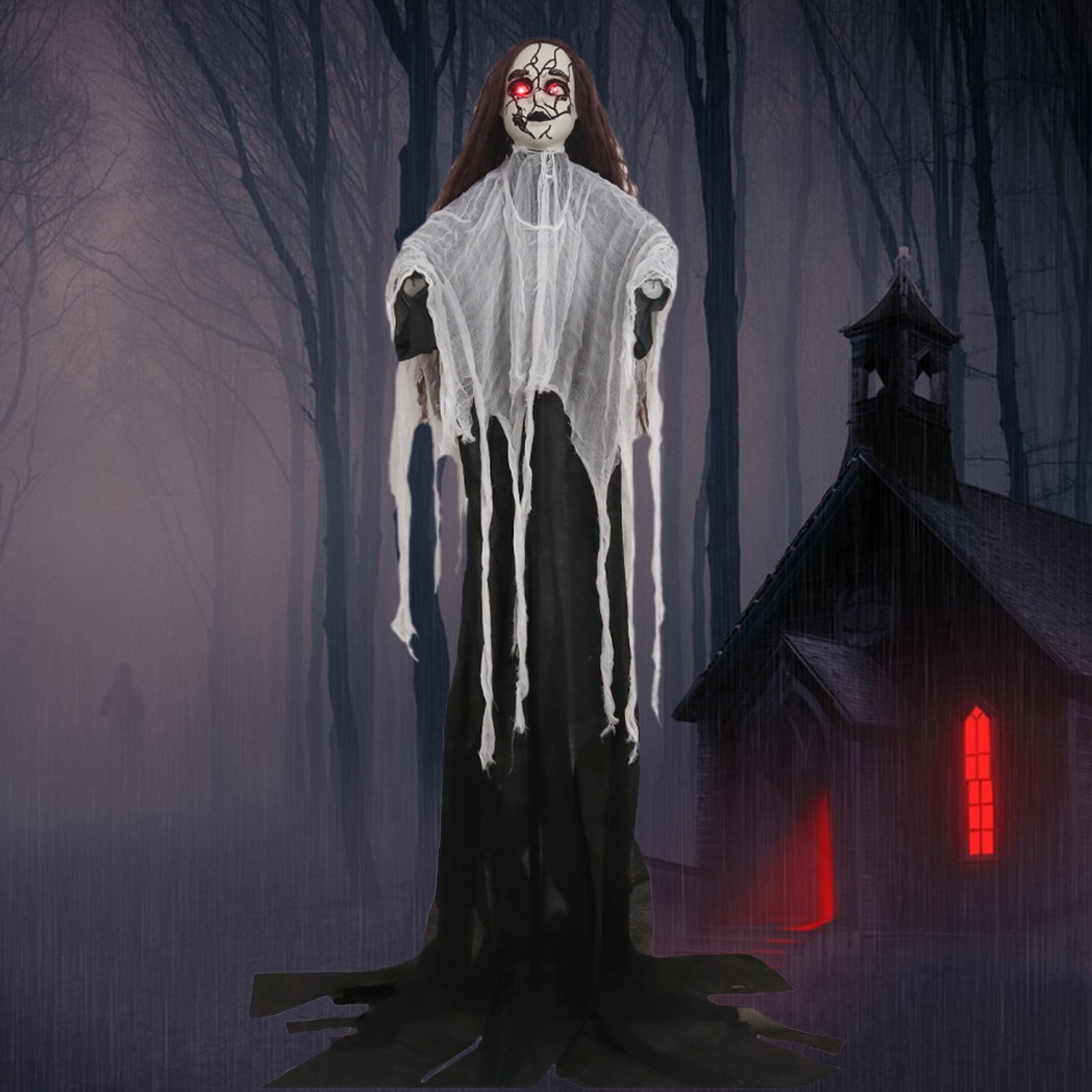 AQMD Halloween Hanging Ghost Decoration Scary Ghost Bride Figure with ...