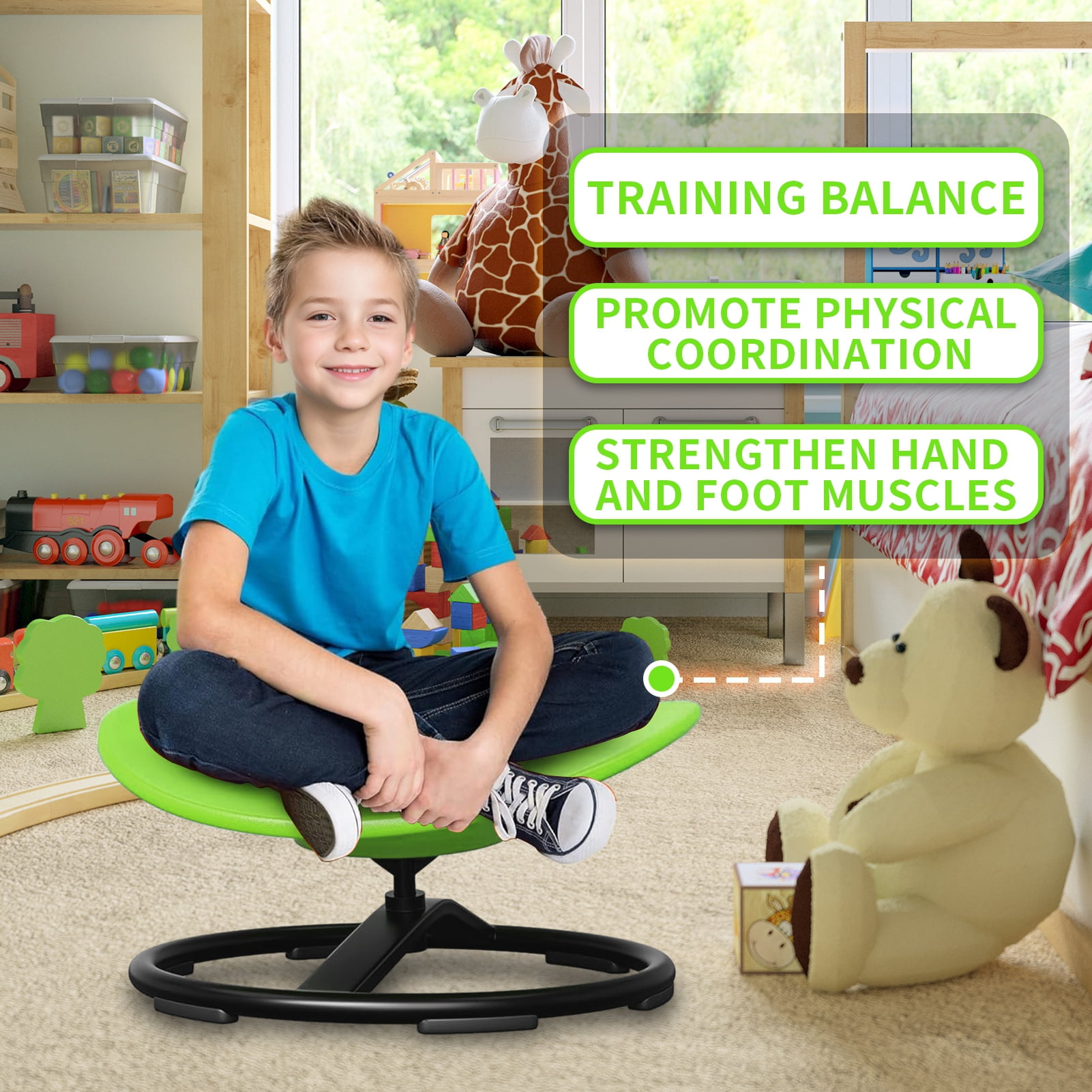 AQMD Wobble Swivel Chair for Training Body Balance, Spin Chair for Kids ...