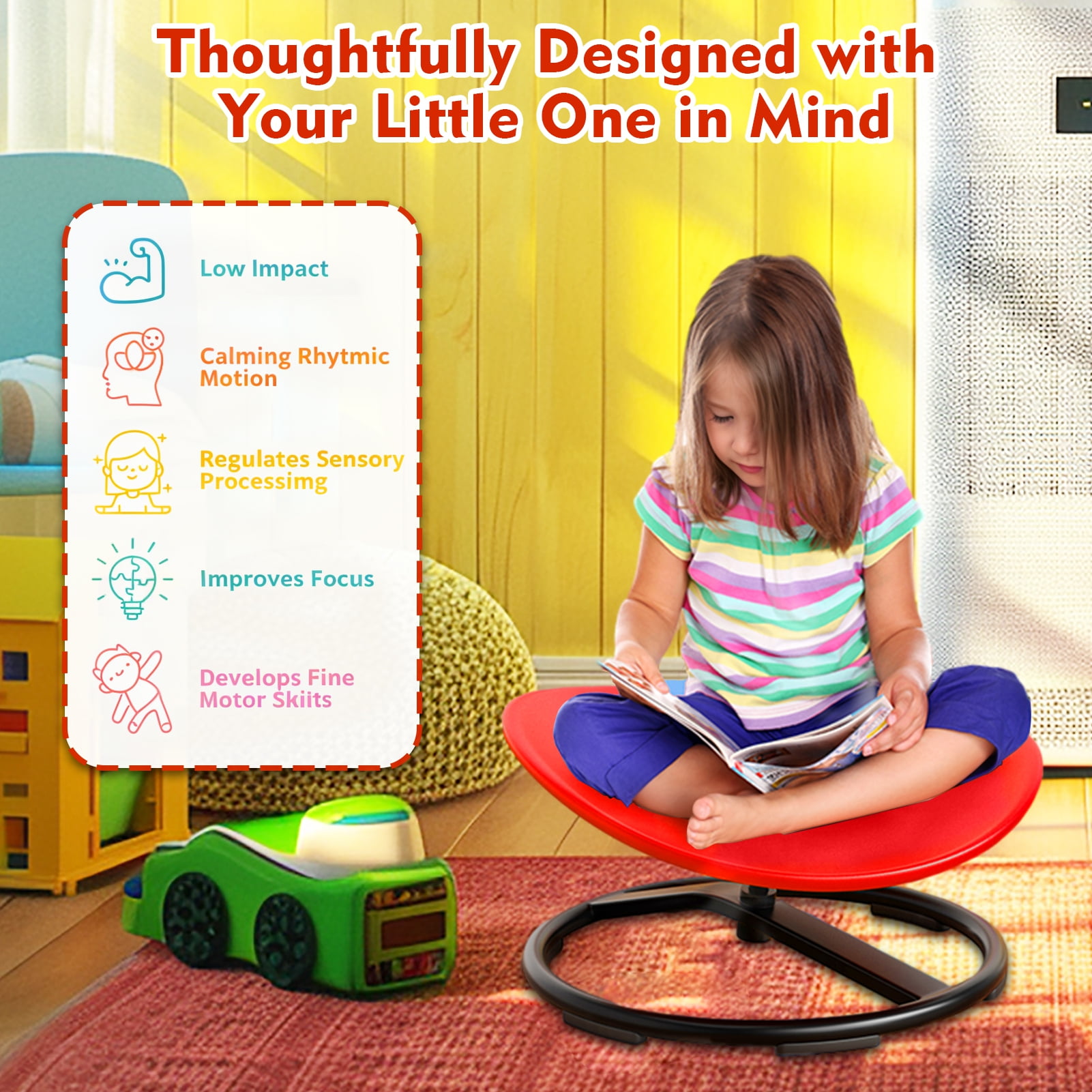 AQMD Wobble Swivel Chair for Training Body Balance, Spin Chair for Kids ...