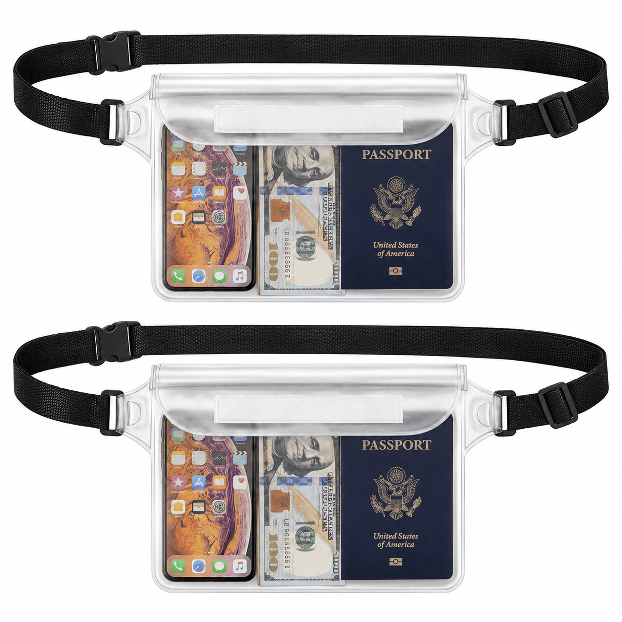 AQORD Waterproof Pouch with Waist Strap (2 Pack) | Beach Accessories ...