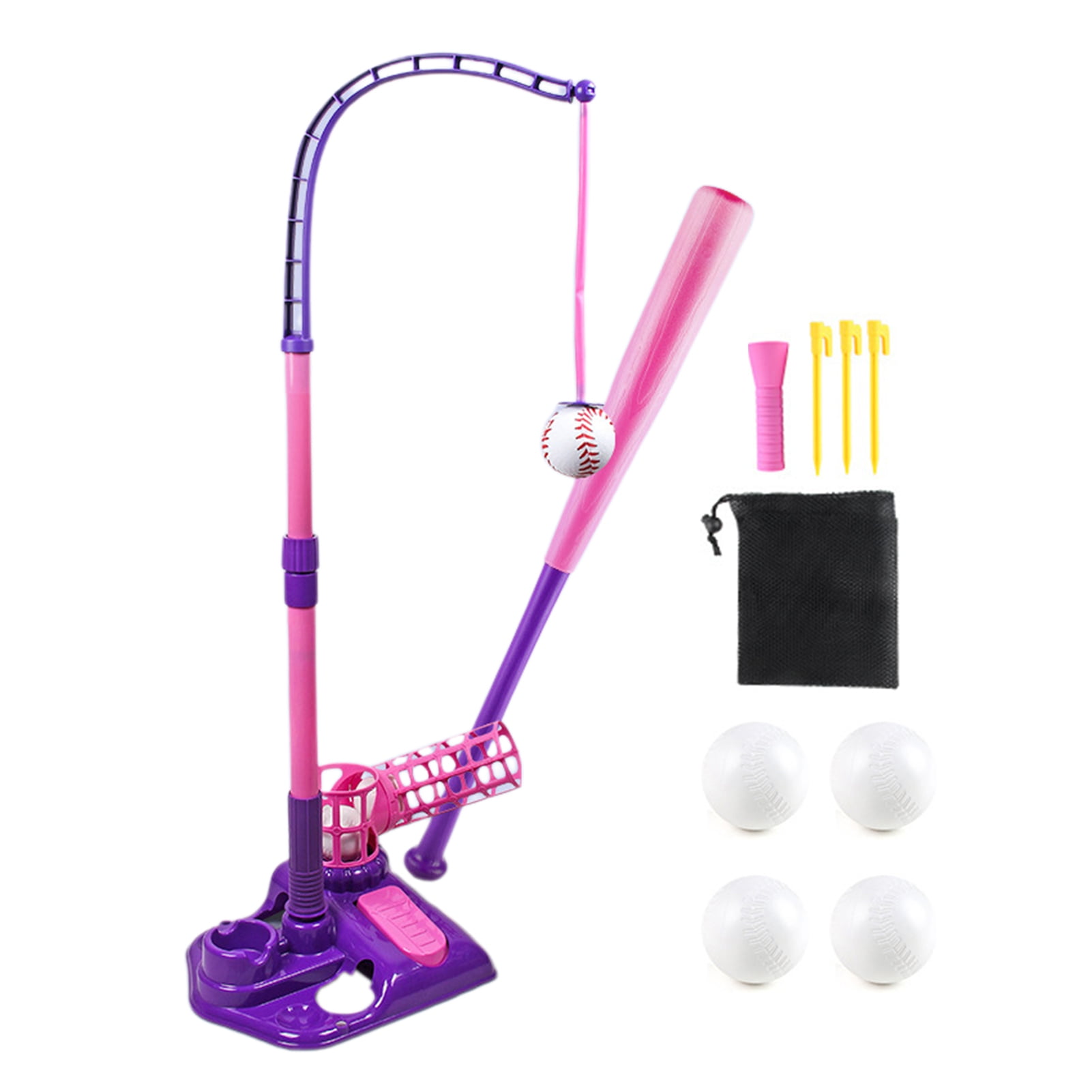 AQQW 3-In-1 Baseball Tee Set with Pitching Machine Retractable Bat 6 ...