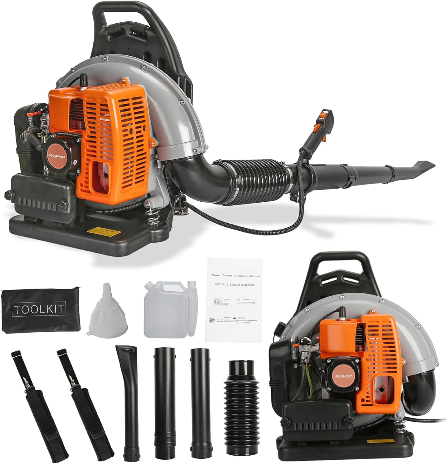 AQQW 63CC Backpack Leaf Blowers, 3HP 2-Stroke Gas Powered Leaf Blower, High Strength Snow Blower ...
